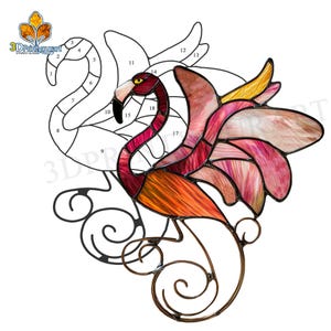 Digital Download Stained Glass Flamingo Pattern | Festive Suncatcher ...