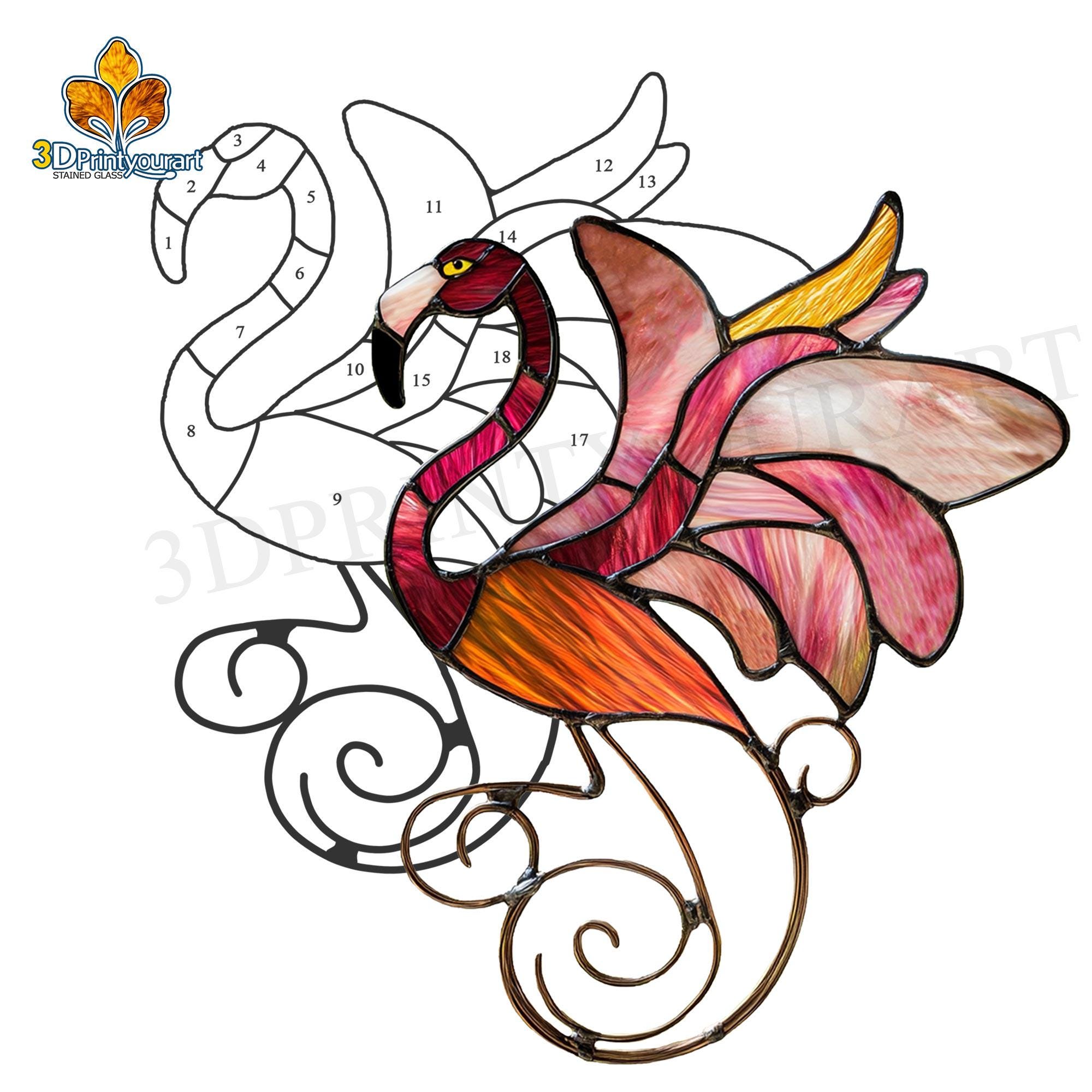 Digital Download Stained Glass Flamingo Pattern | Festive Suncatcher ...