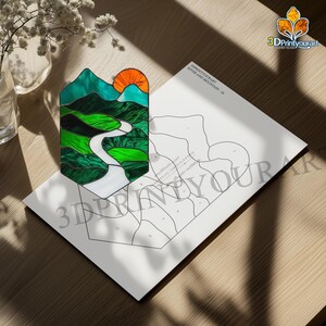 Digital Download Stained Glass River and Mountain Pattern | Festive ...