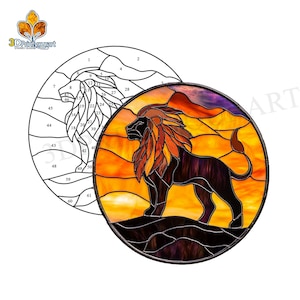 Digital Download Stained Glass Lion Pattern | Festive Suncatcher Design ...