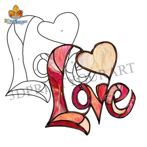 Digital Download Stained Glass LOVE Pattern | Festive Suncatcher Design ...