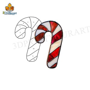 Digital Download Stained Glass Christmas Candy Cane Pattern | Festive ...