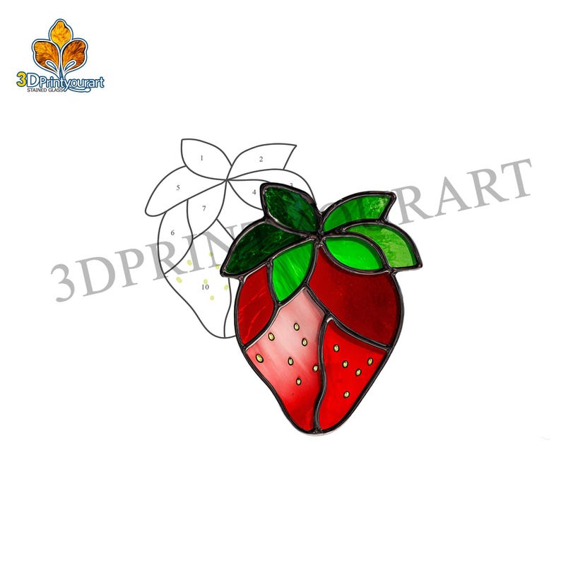 Digital Download Stained Glass Strawberry Fruit Pattern | Festive ...