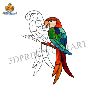 Digital Download Stained Glass Parrot Pattern | Festive Suncatcher ...