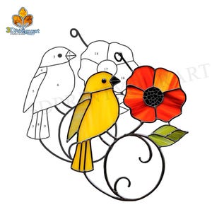 Digital Download Stained Glass Canary and Poppy Pattern | Festive ...