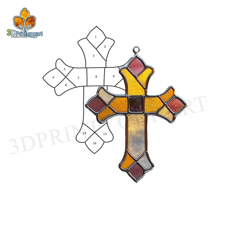 Digital Download Stained Glass Christian Cross Pattern | Festive ...