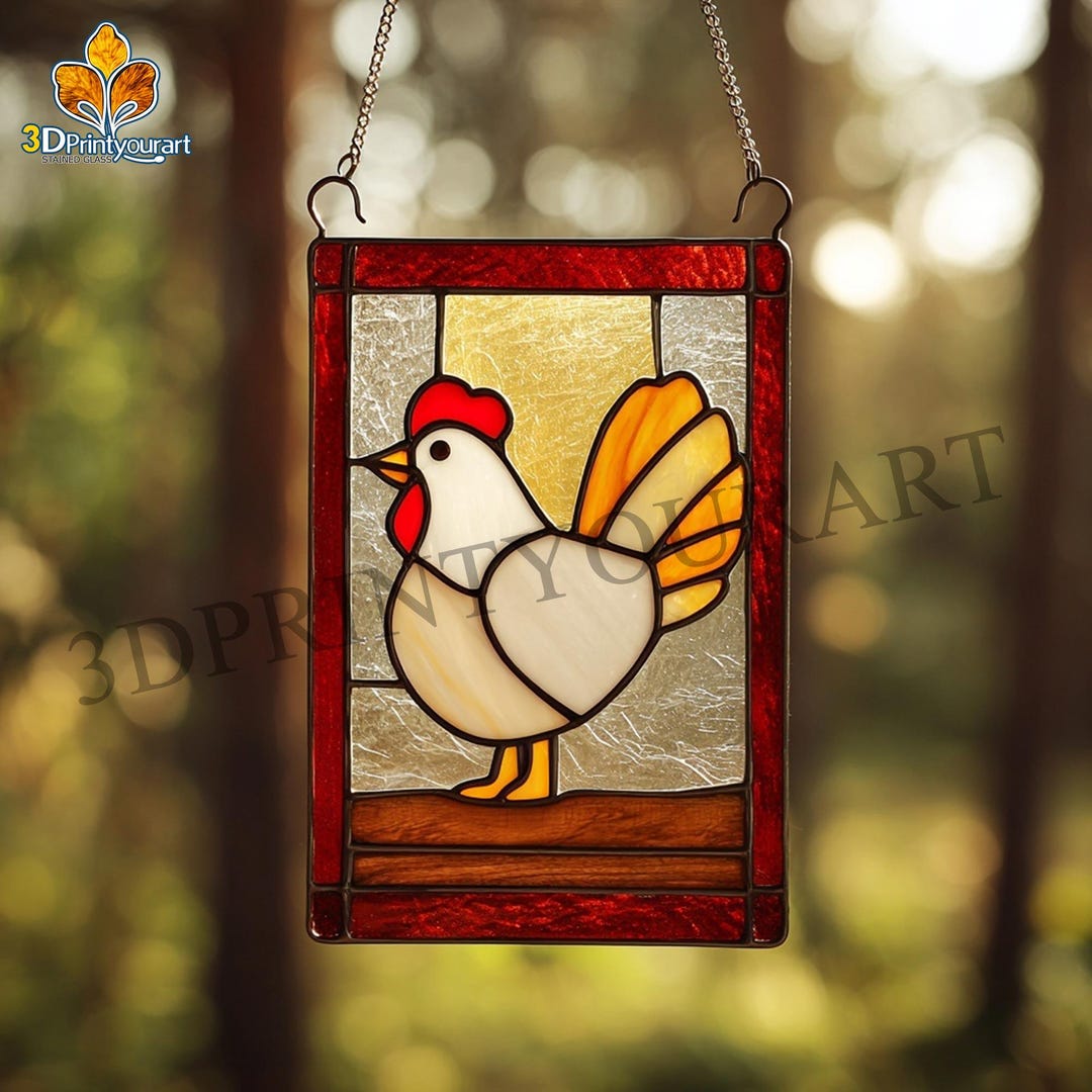 Digital Download Stained Glass Hen Panel Pattern | Festive Suncatcher ...
