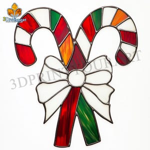 Digital Download Stained Glass Christmas Candy Cane Pattern | Festive ...