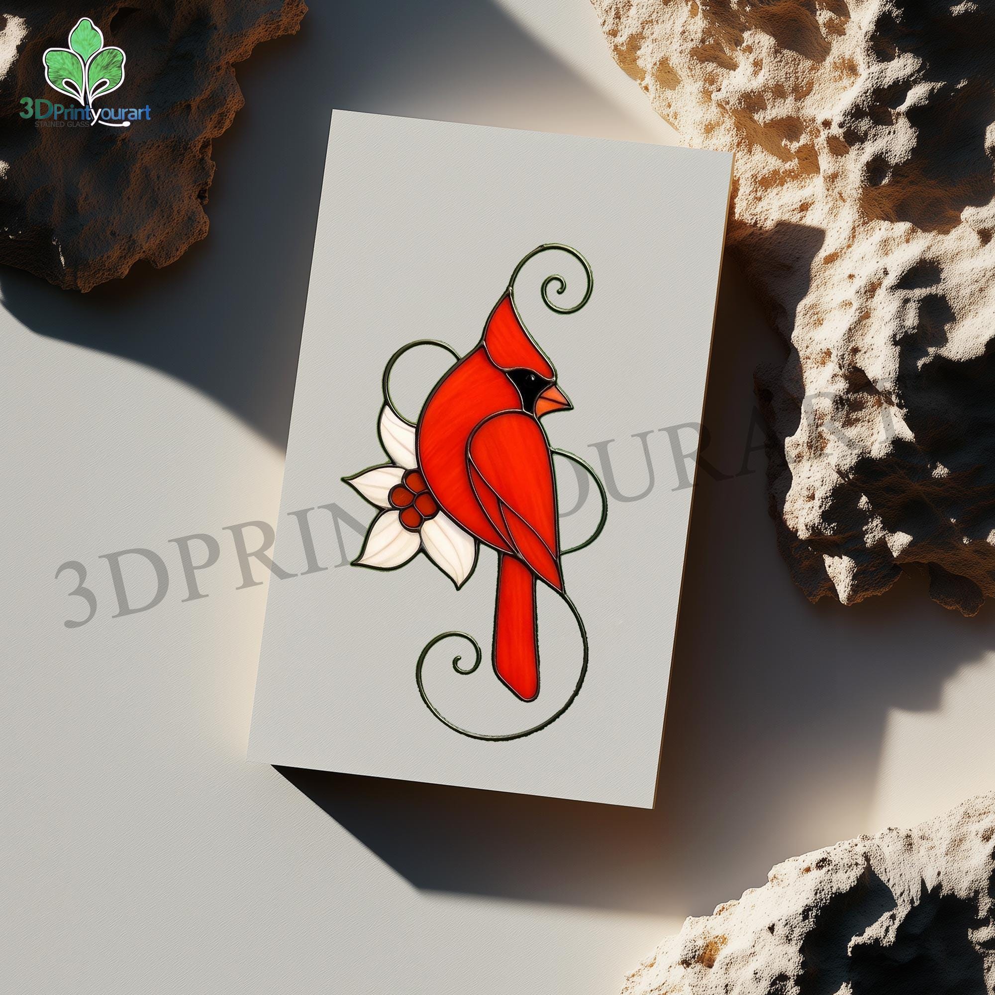 Digital Download Stained Glass Cardinal D3 Pattern | Festive Suncatcher ...