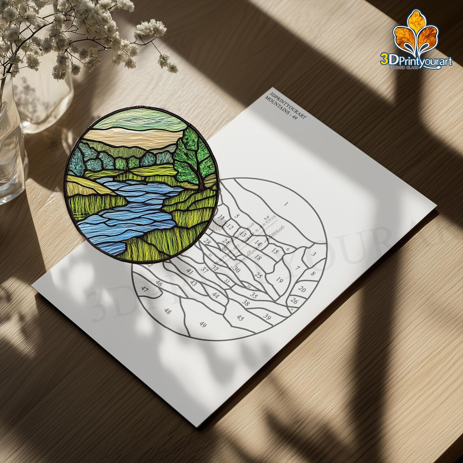 Digital Download Stained Glass Mountains Pattern | Festive Suncatcher ...