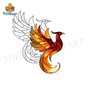 Digital Download Stained Glass Phoenix Pattern | Festive Suncatcher ...