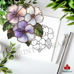 Stained Glass Flower Digital Pattern M02 | Festive Suncatcher Design ...