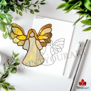 Digital Download Stained Glass Angel 2 Pattern | Festive Suncatcher ...