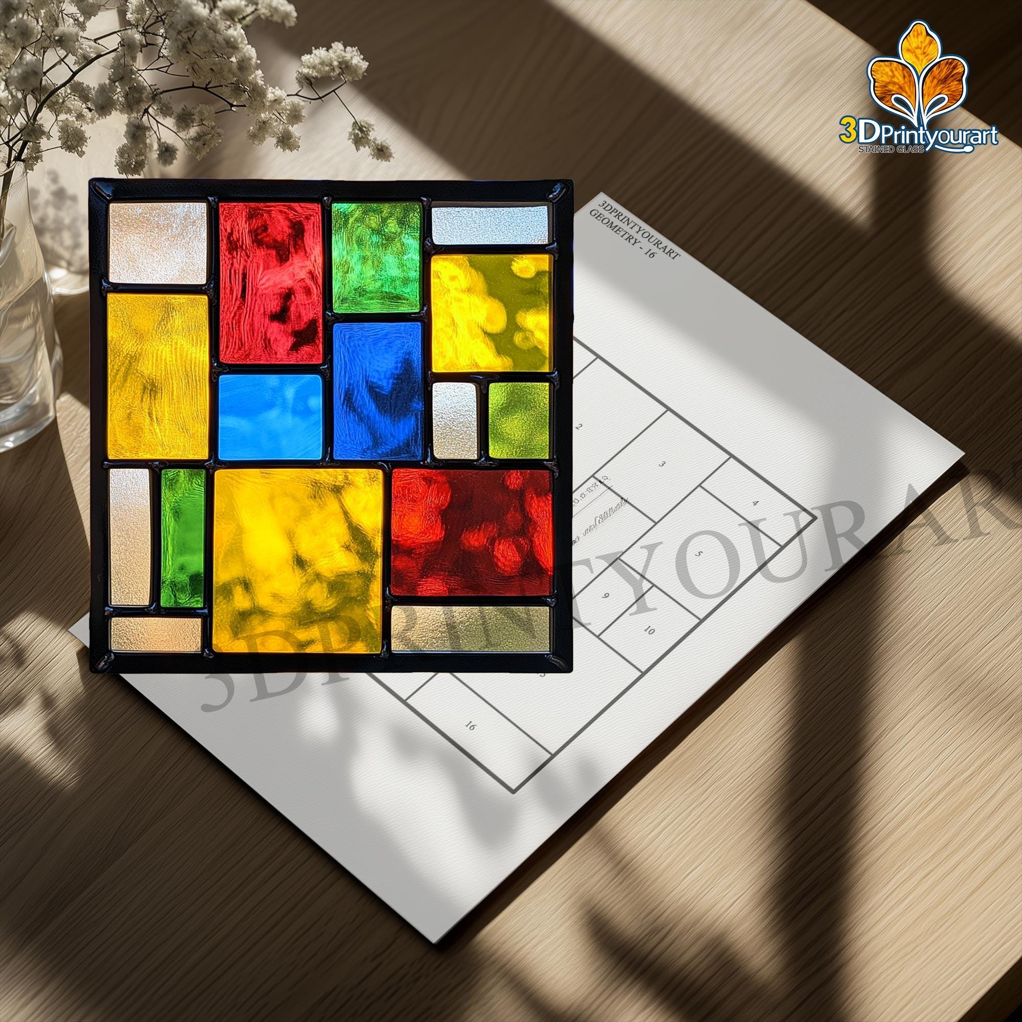 Digital Download Stained Glass Geometry Pattern | Festive Suncatcher ...