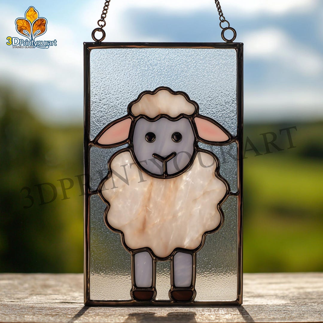 Digital Download Stained Glass Sheep Pattern | Festive Suncatcher ...
