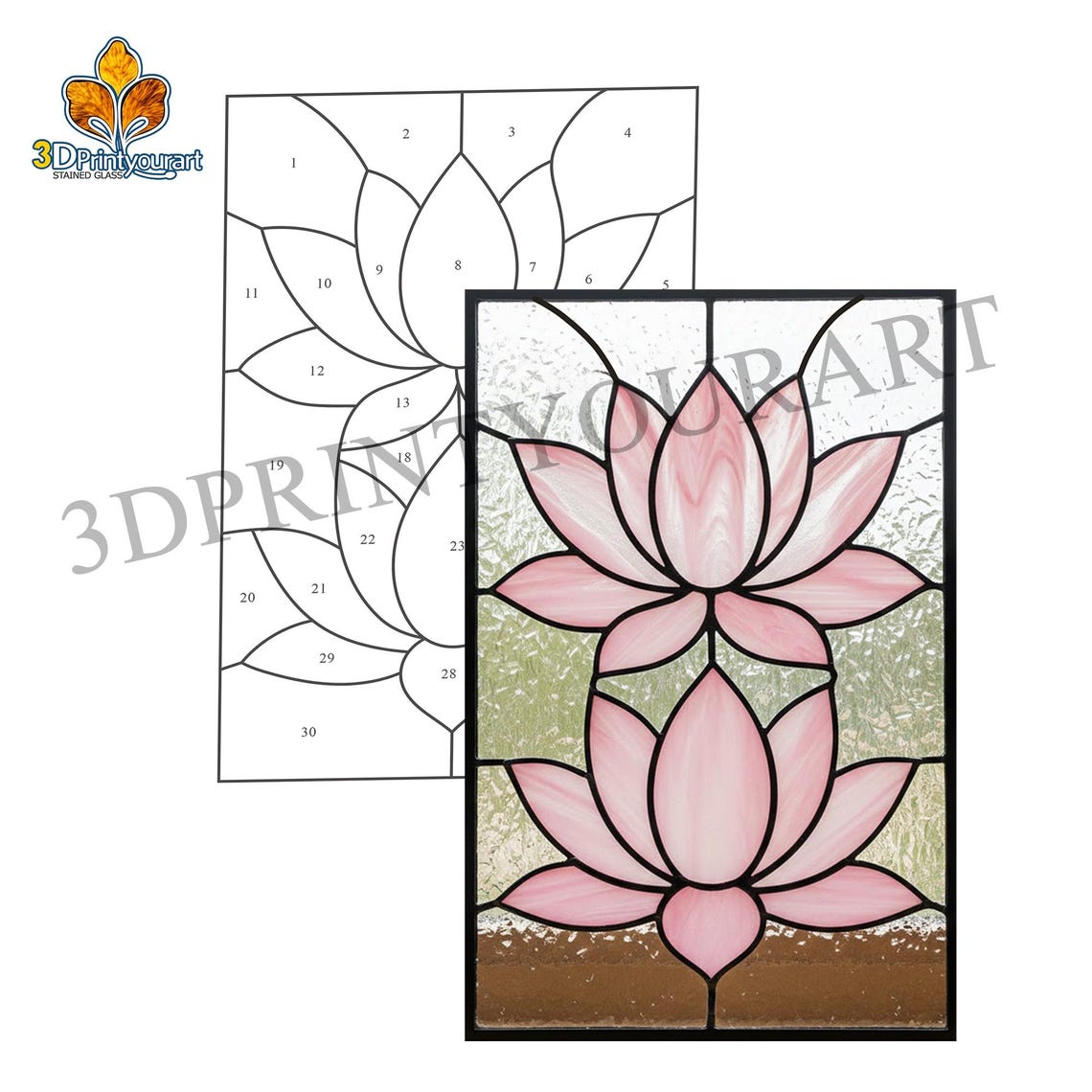 Digital Download Stained Glass Lotus Panel Pattern | Festive Suncatcher ...