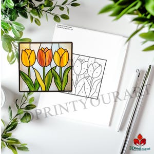 Digital Download Stained Glass Tulip Flower Pattern | Festive ...