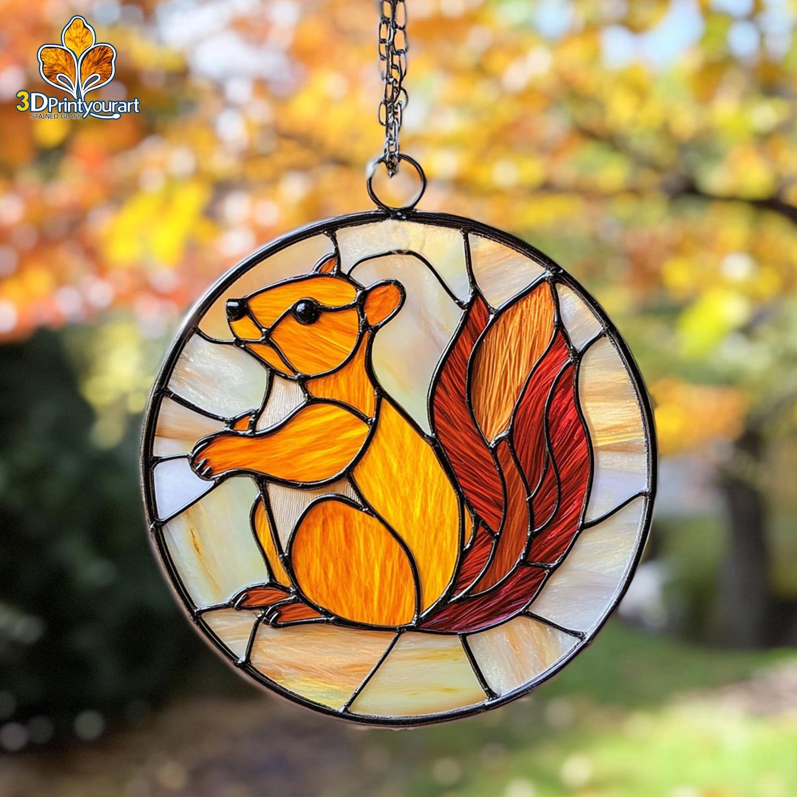 Digital Download Stained Glass Brown Squirrel Pattern | Festive ...
