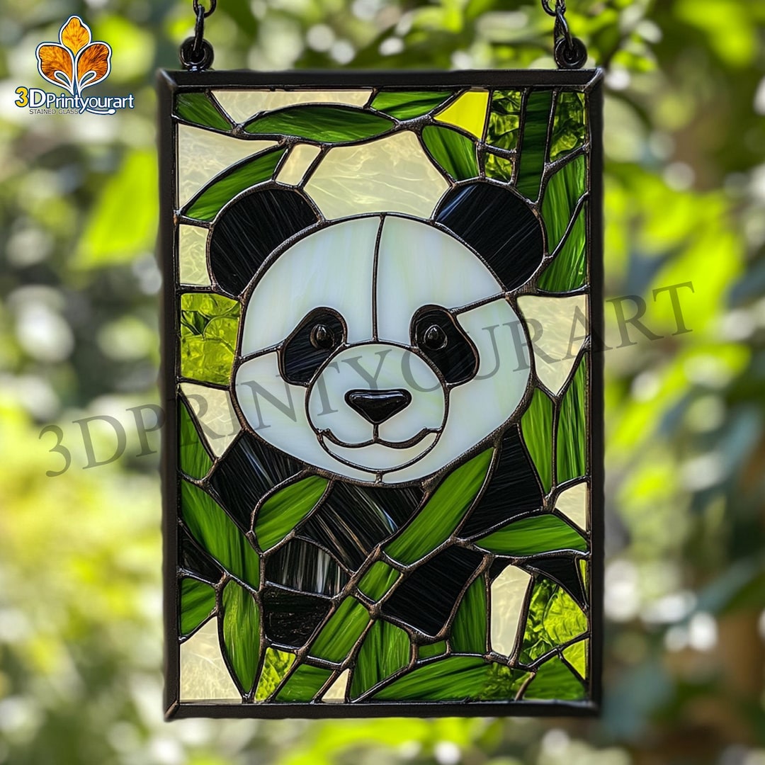 Digital Download Stained Glass Panda Bear Pattern | Festive Suncatcher ...