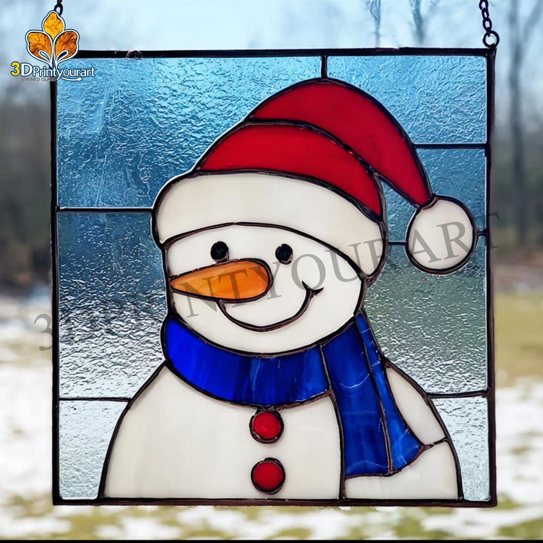 Digital Download Stained Glass Snowman Family Pattern | Festive ...