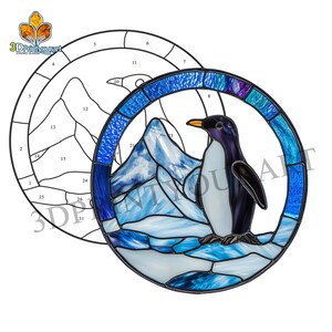 Digital Download Stained Glass Penguin Pattern | Festive Suncatcher ...