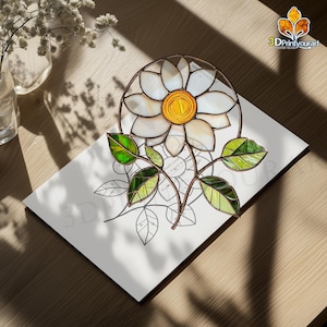 Stained Glass Daisy-01 Digital Pattern | Graceful Suncatcher Design ...