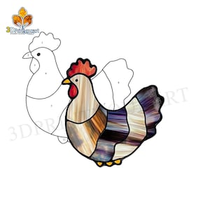 Digital Download Stained Glass Hen Pattern | Festive Suncatcher Design ...