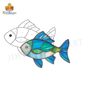 Digital Download Stained Glass Rainbow Fish Pattern | Festive ...