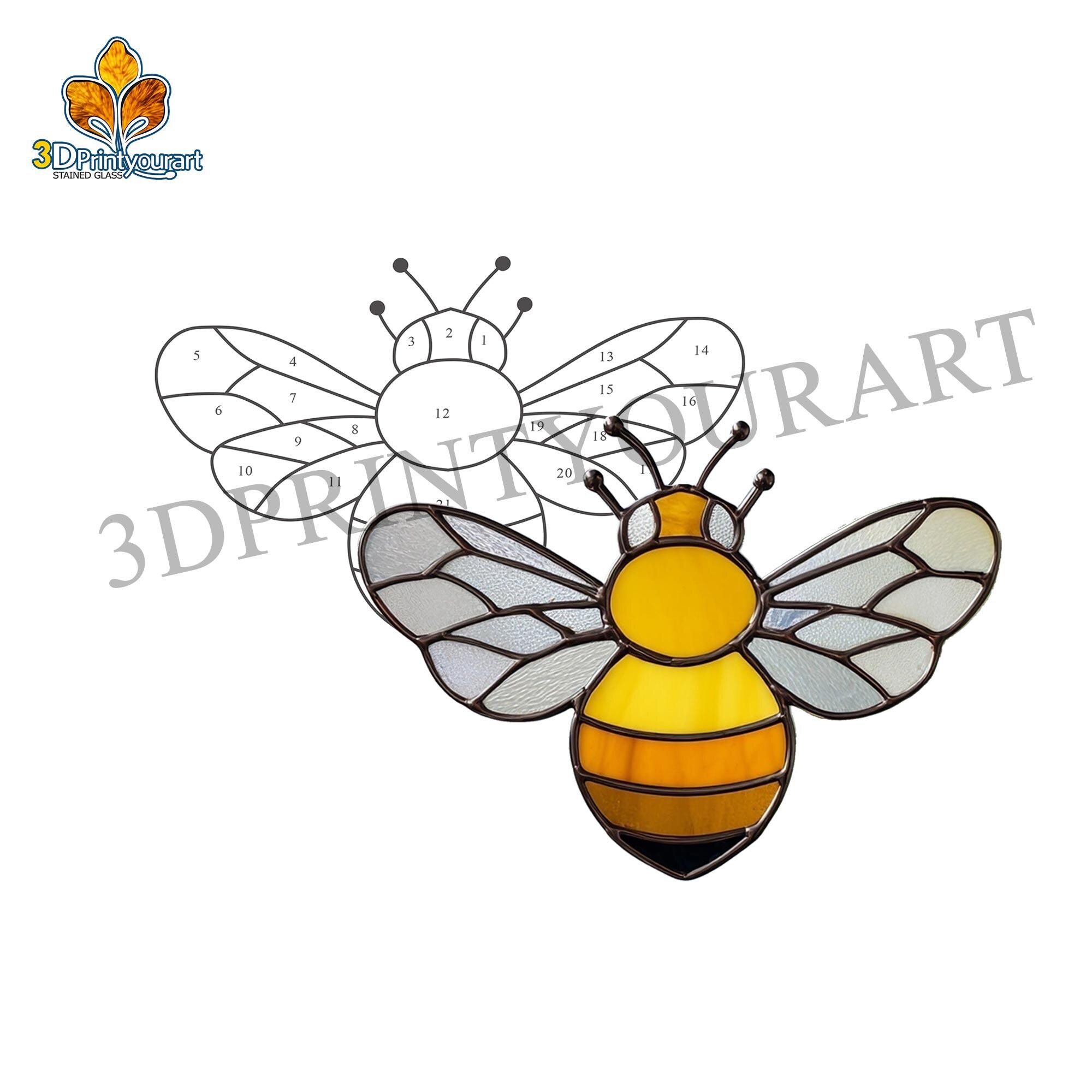 Digital Download Stained Glass Bee Pattern | Festive Suncatcher Design ...