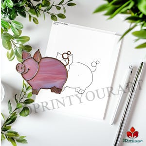 Digital Download Stained Glass Pig Pattern | Festive Suncatcher Design ...