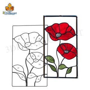 Digital Download Stained Glass Poppy Pattern | Festive Suncatcher ...