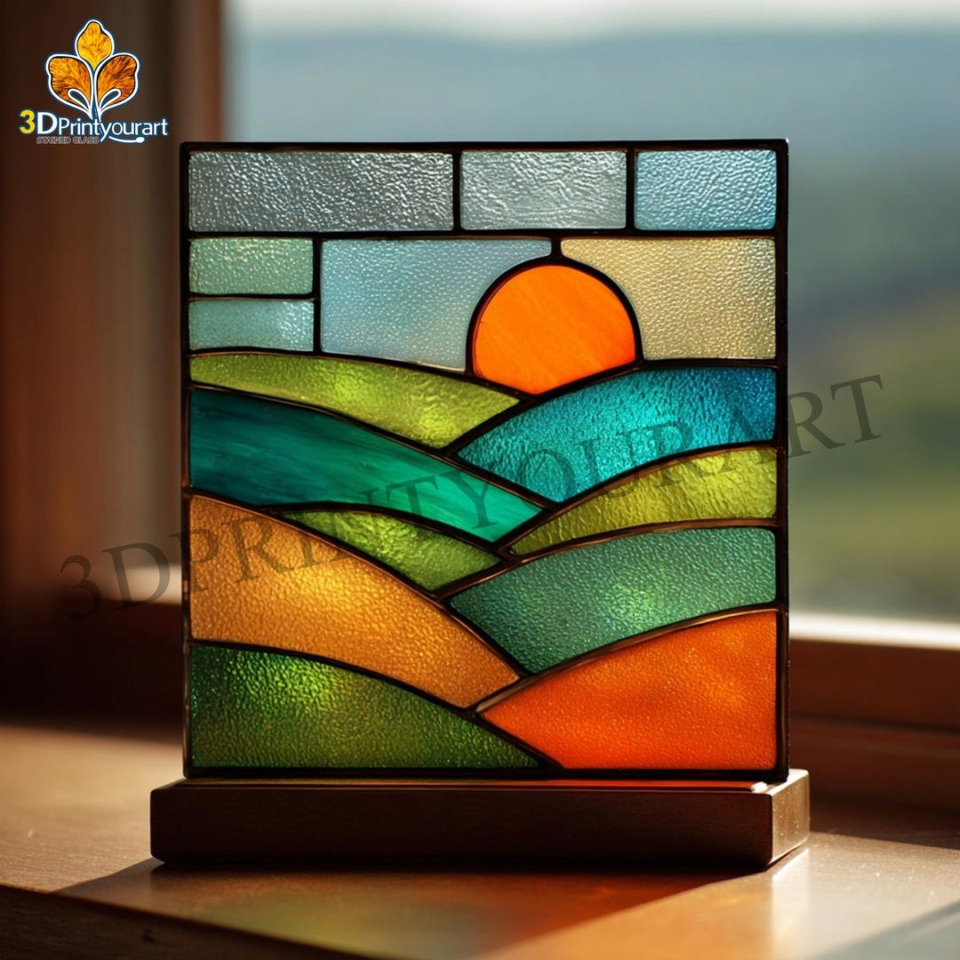 Digital Download Stained Glass Sunset Pattern | Festive Suncatcher ...