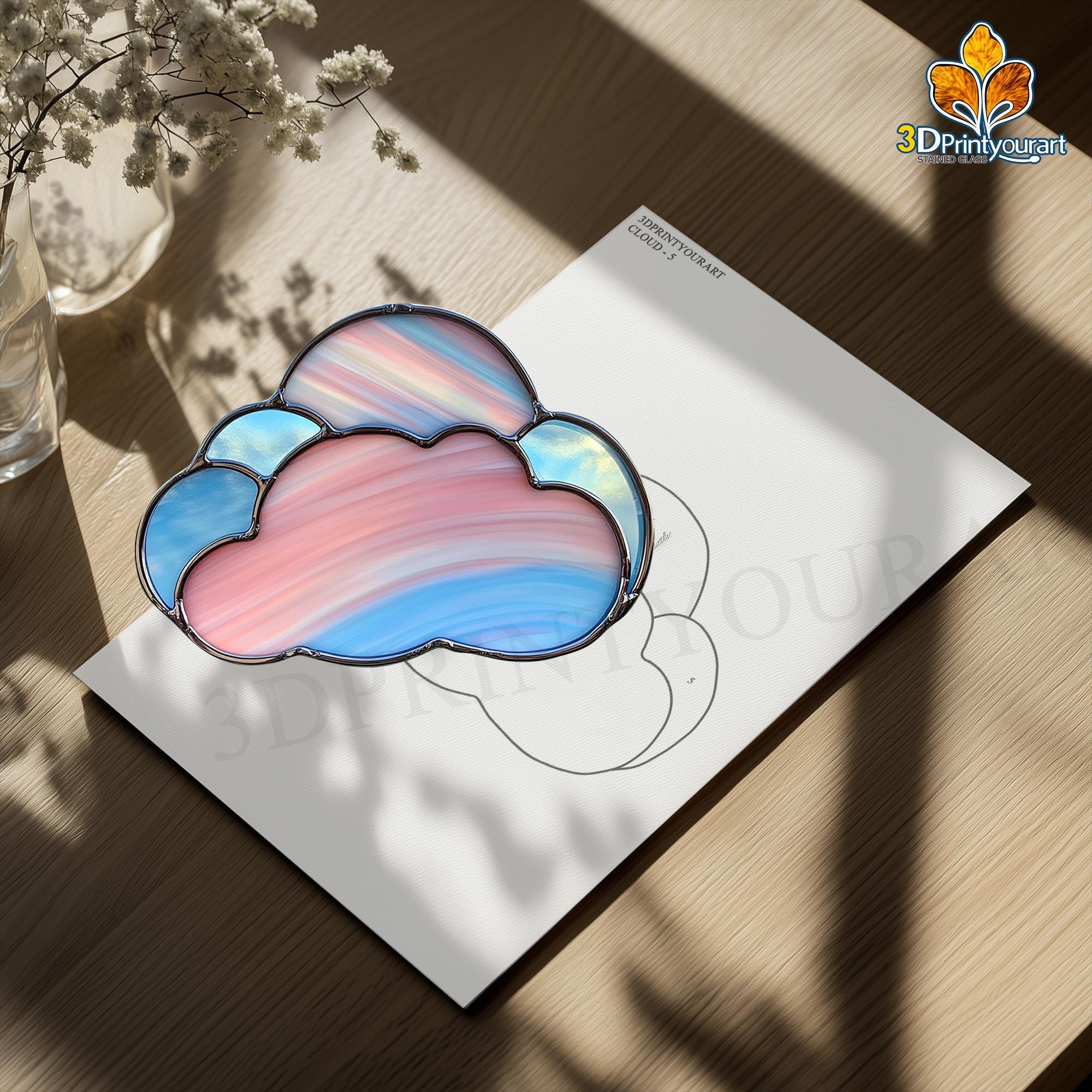 Digital Download Stained Glass Cloud Pattern | Festive Suncatcher ...
