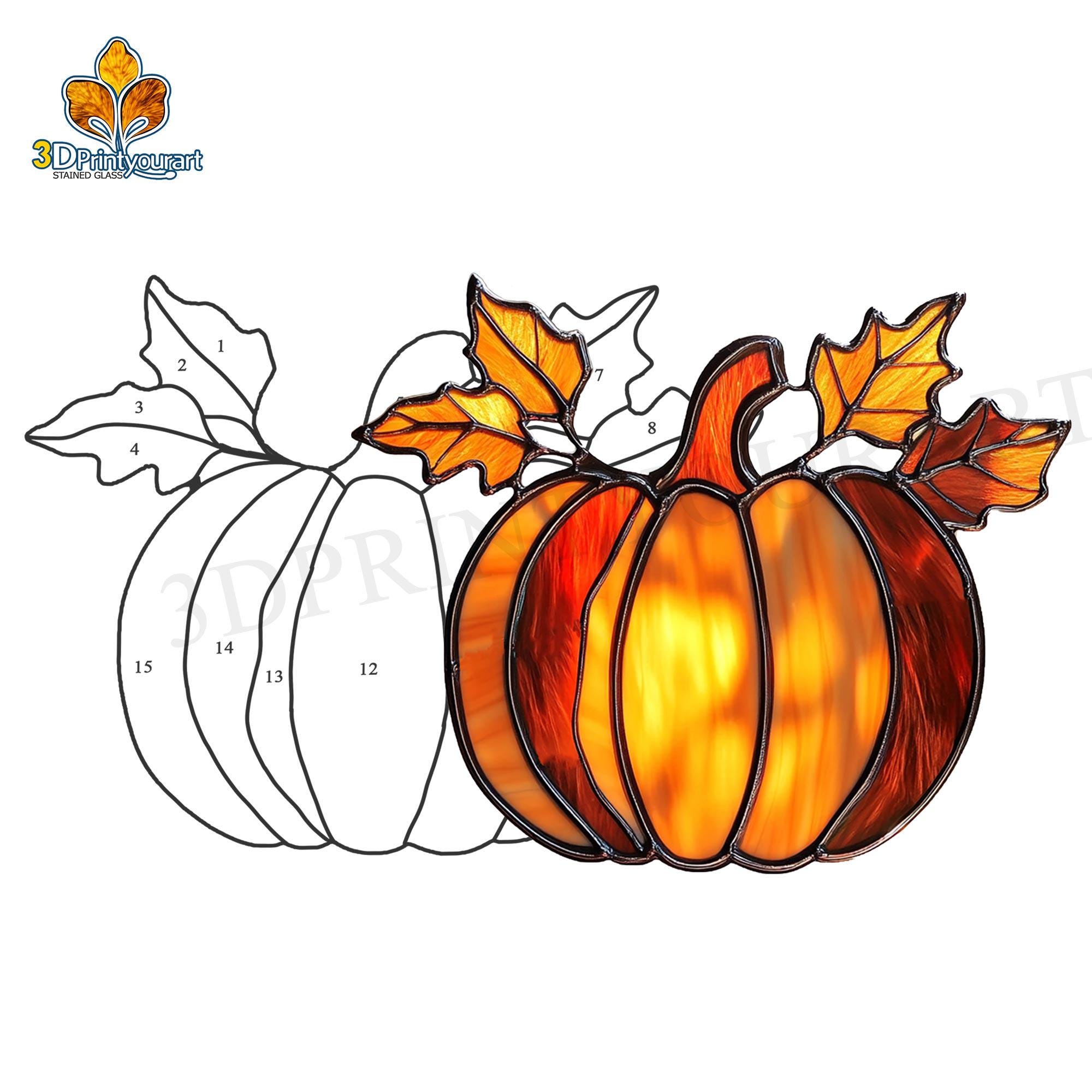 Digital Download Stained Glass Pumpkin Pattern | Festive Suncatcher ...