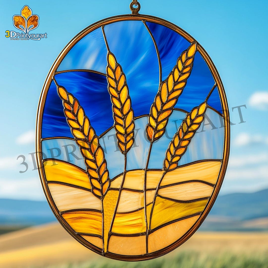 Digital Download Stained Glass Wheat Field Pattern | Festive Suncatcher ...