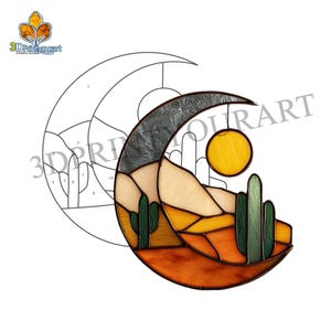 Digital Download Stained Glass Desert and Moon Pattern | Festive ...