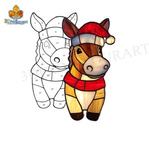 Digital Download Stained Glass Christmas Donkey Pattern | Festive ...