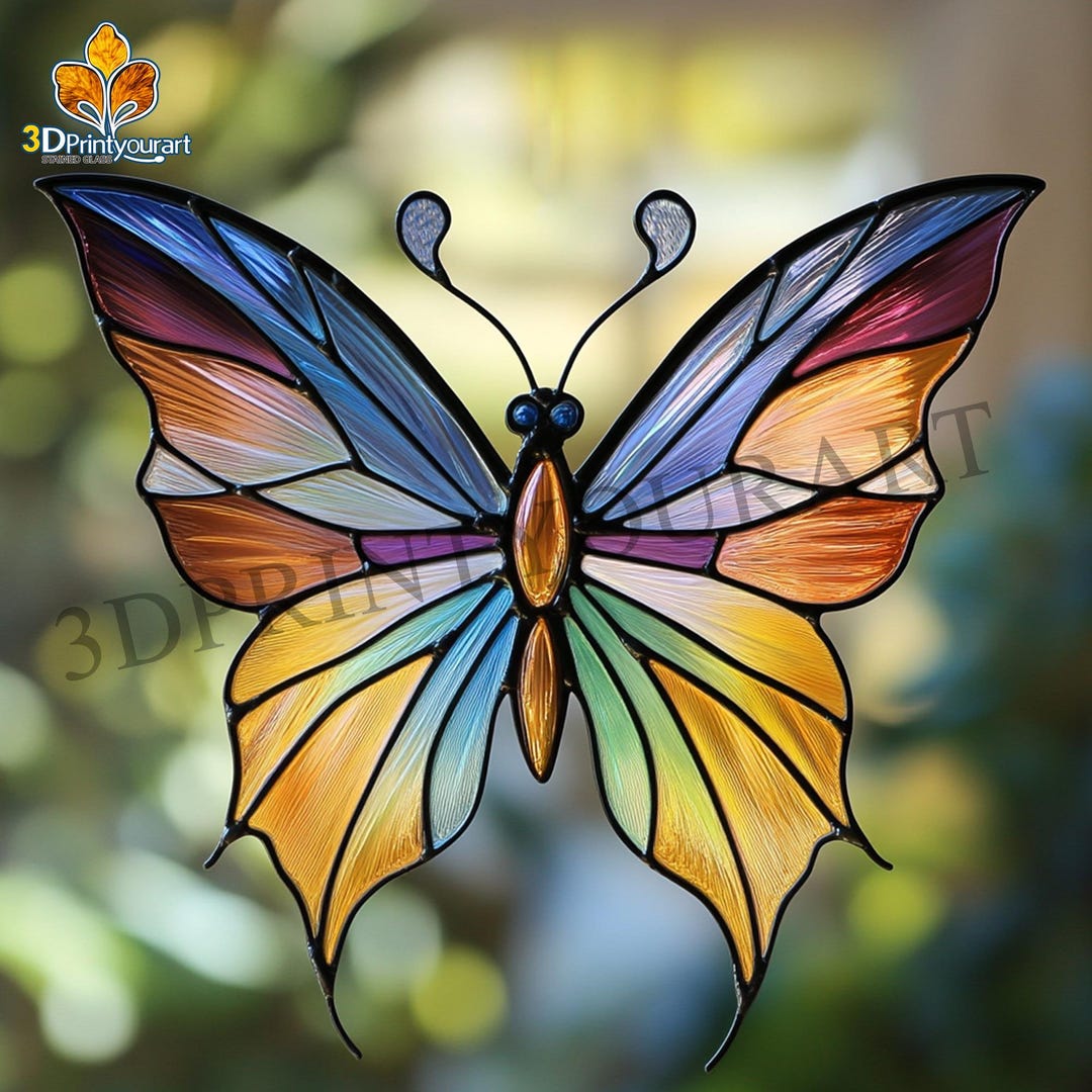 Digital Download Stained Glass Butterfly Pattern | Festive Suncatcher ...