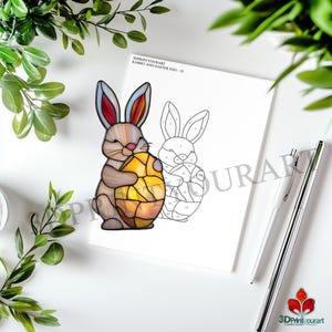 Digital Download Stained Glass Rabbit and Easter Egg Pattern | Festive ...