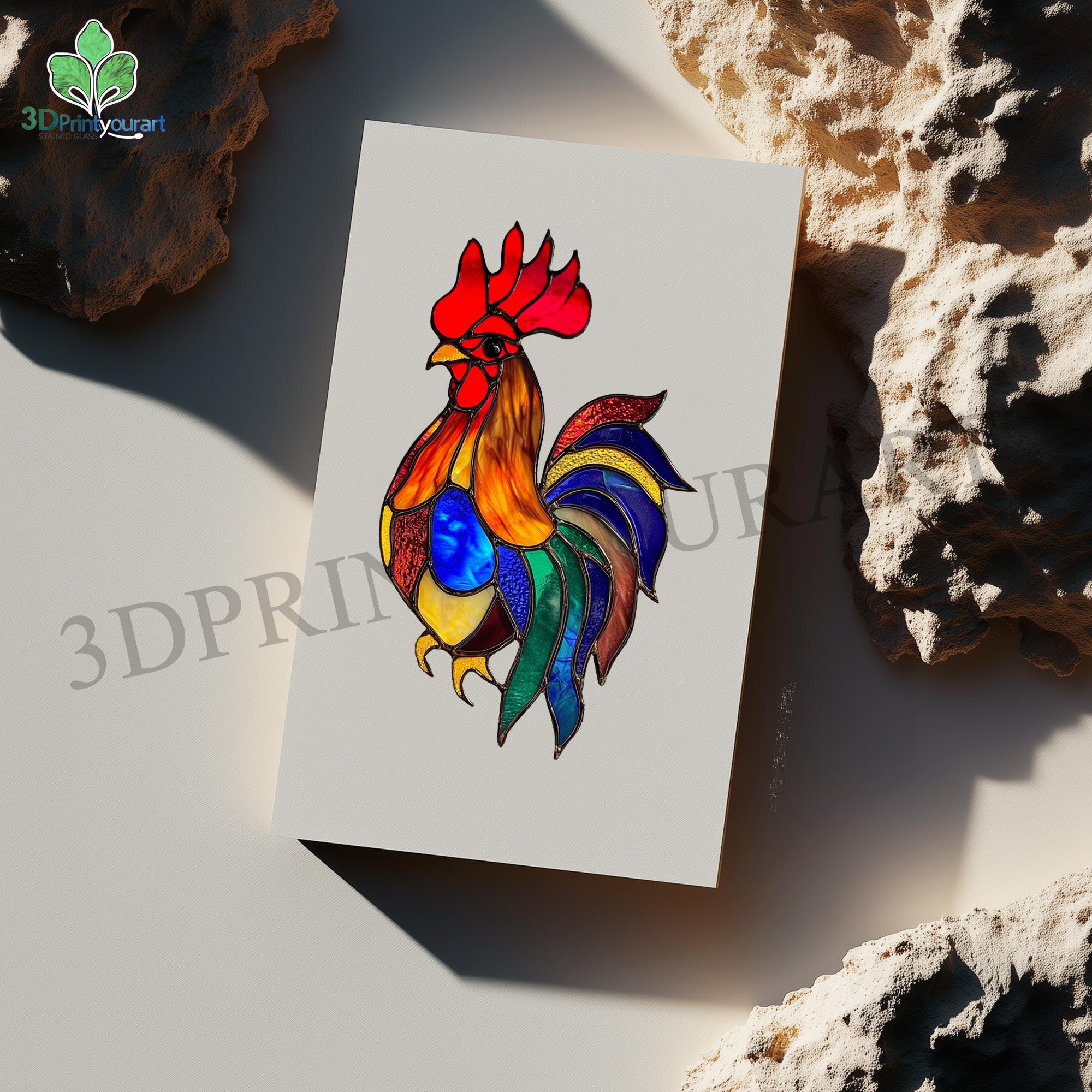 Digital Download Stained Glass Rooster Pattern Festive Suncatcher ...
