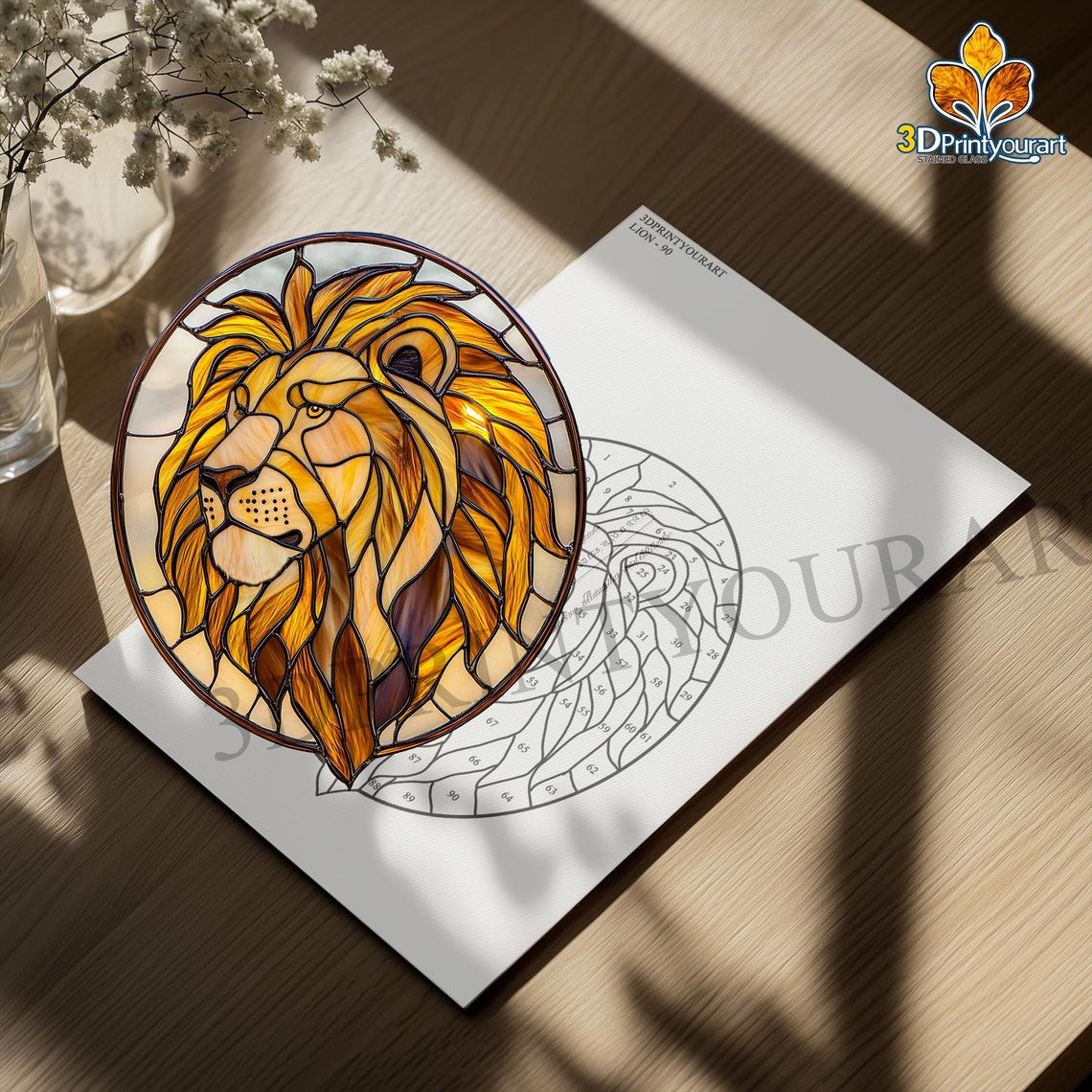 Digital Download Stained Glass Lion Pattern | Festive Suncatcher Design ...