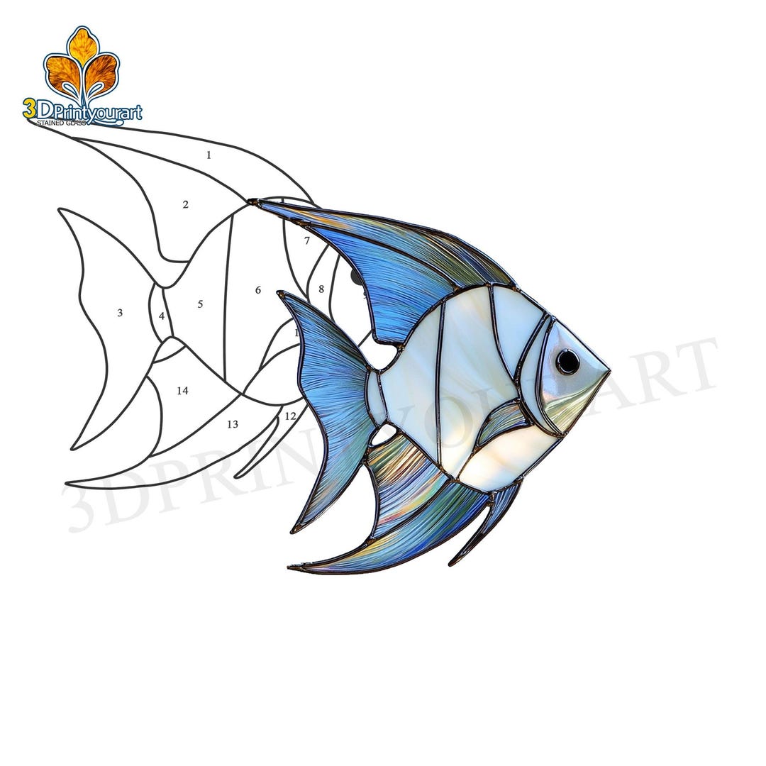 Digital Download Stained Glass Angel Fish Pattern | Festive Suncatcher ...