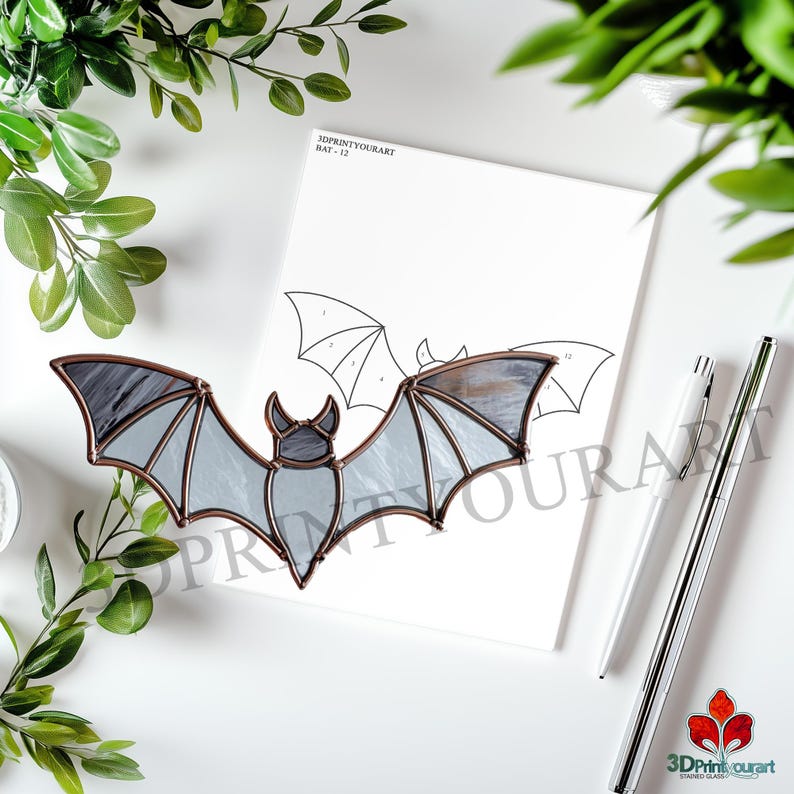 Digital Download Stained Glass Bat Pattern | Festive Suncatcher Design ...