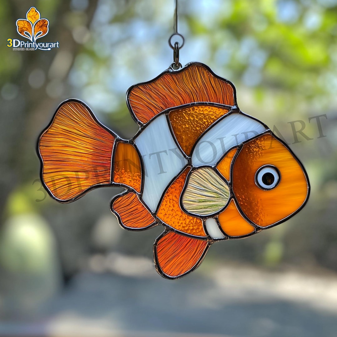 Digital Download Stained Glass Clown Fish Pattern | Festive Suncatcher ...
