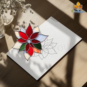 Digital Download Stained Glass Poinsettia Pattern | Festive Suncatcher ...