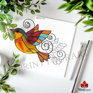 Digital Download Stained Glass Robin Pattern | Festive Suncatcher ...