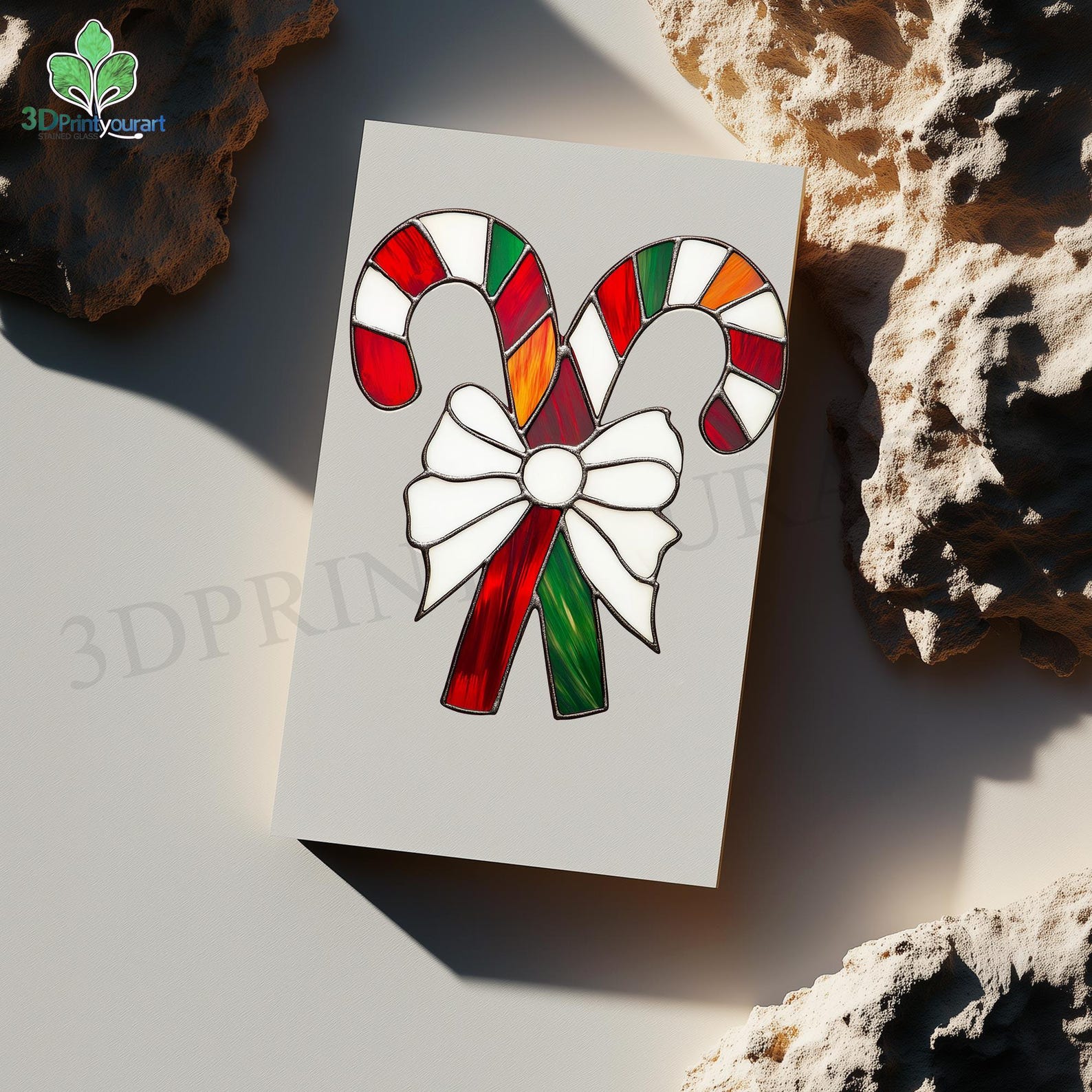 Digital Download Stained Glass Christmas Candy Cane Pattern | Festive ...