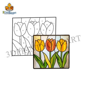 Digital Download Stained Glass Tulip Flower Pattern | Festive ...