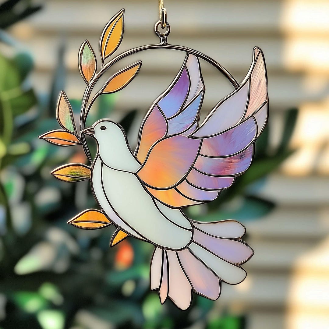 Digital Download Peace Dove With Olive Branch N08 Stained Glass Pattern ...