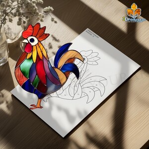 Digital Download Stained Glass Rooster Pattern Festive Suncatcher ...